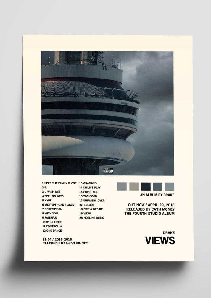Drake 'Views' Album Art Tracklist Poster – The Indie Planet