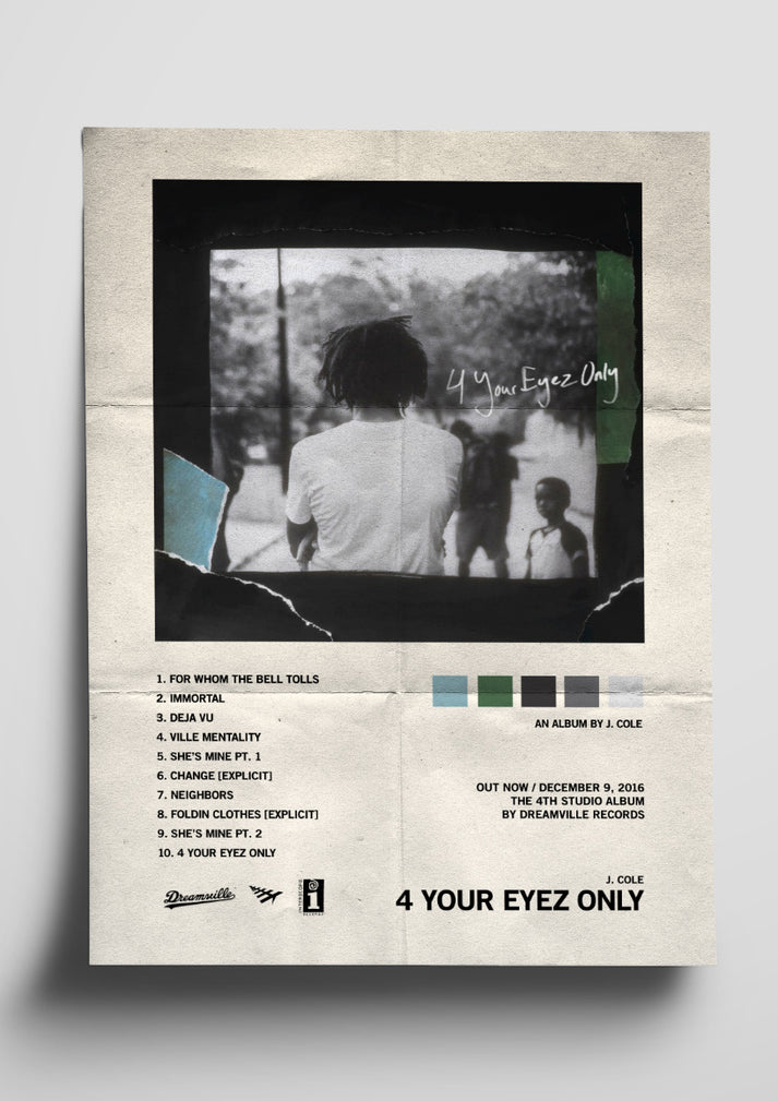 J.Cole '4 YOUR EYEZ ONLY' Album Art Tracklist Poster – The Indie Planet