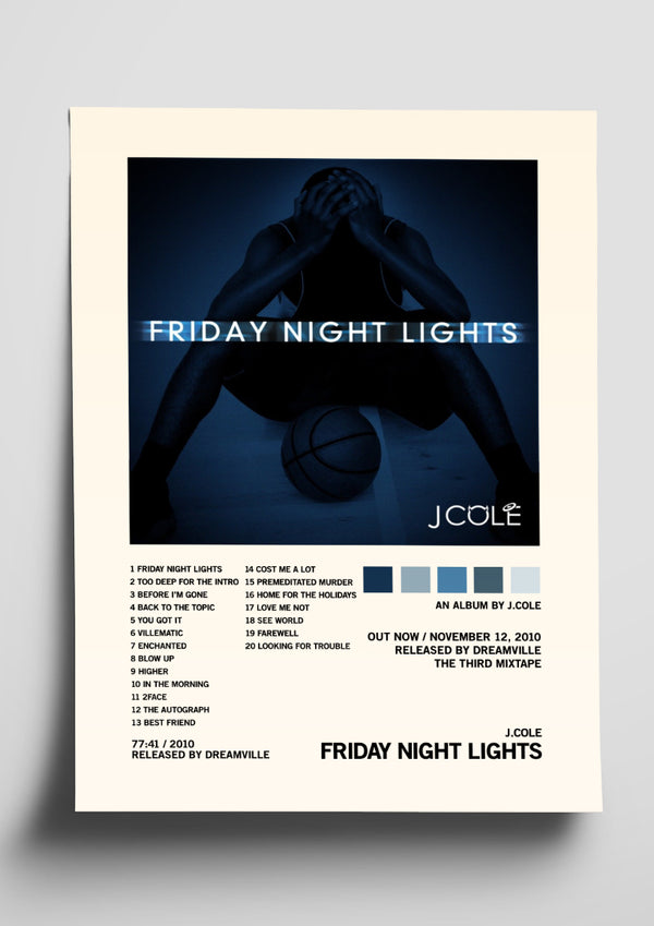 J.Cole 'Friday Night Lights' Album Art Tracklist Poster – The Indie Planet
