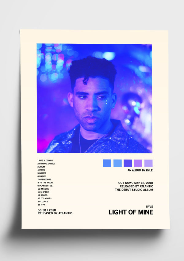 Kyle 'Light Of Mine' Album Art Tracklist Poster – The Indie Planet