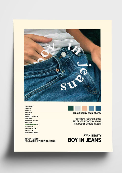Ryan Beatty 'Boy In Jeans' Album Art Tracklist Poster – The Indie Planet