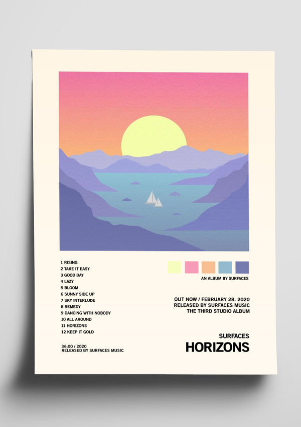 Surfaces 'Horizons' Album Art Tracklist Poster – The Indie Planet